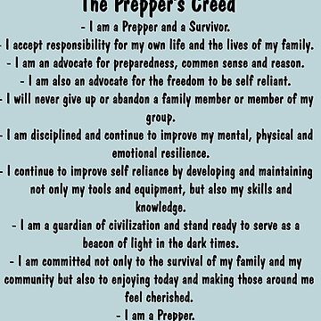 "The Prepper's Creed" Poster for Sale by Slinky-Reebs | Redbubble