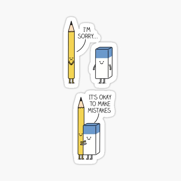 "It's okay to make mistakes" Sticker for Sale by Milkyprint | Redbubble