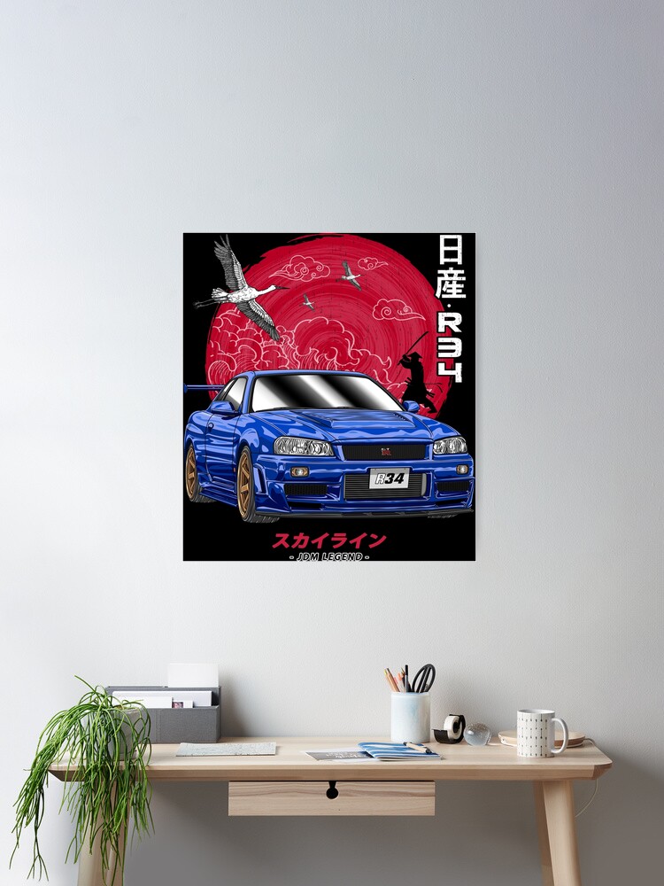 "Nippon JDM Nissan Skyline GT-R R34 " Poster for Sale by Navin Guyvit ...