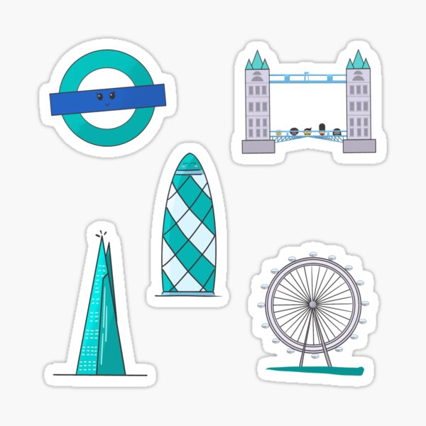 "Blue London Landmark Sticker Pack" Sticker for Sale by StudioDBT ...
