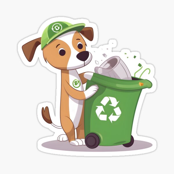 " Cute Dog with Recycling Bin" Sticker for Sale by MizarPixelArt ...