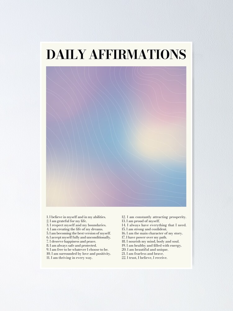 "Daily Affirmations gradient poster | Law of attraction and ...