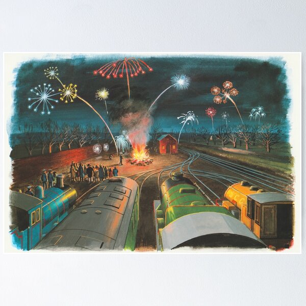 "Thomas the Tank Engine Vintage Illustration: Bonfire Night" Poster for Sale by sleepyhenry ...