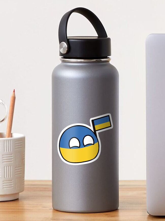 "countryballs and their flag ukraineball " Sticker for Sale by ...