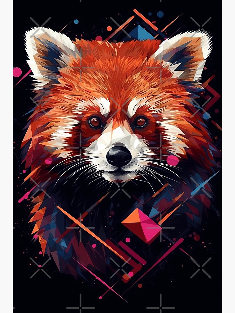 Retrowave red panda vintage neon Old school red panda Premium Matte ...