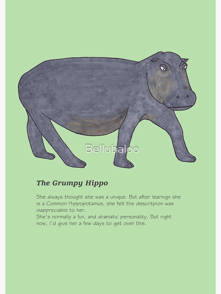 "Grumpy Hippo" Poster for Sale by Bellubaloo | Redbubble