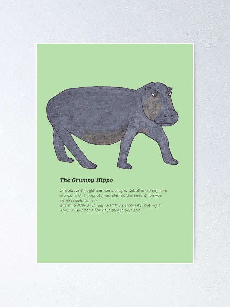"Grumpy Hippo" Poster for Sale by Bellubaloo | Redbubble