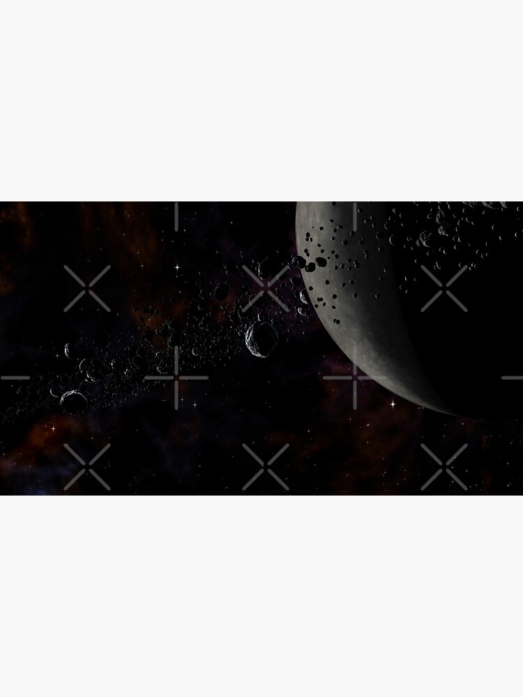 "Rocks and ice particles orbiting around dead planet. Outer Space ...