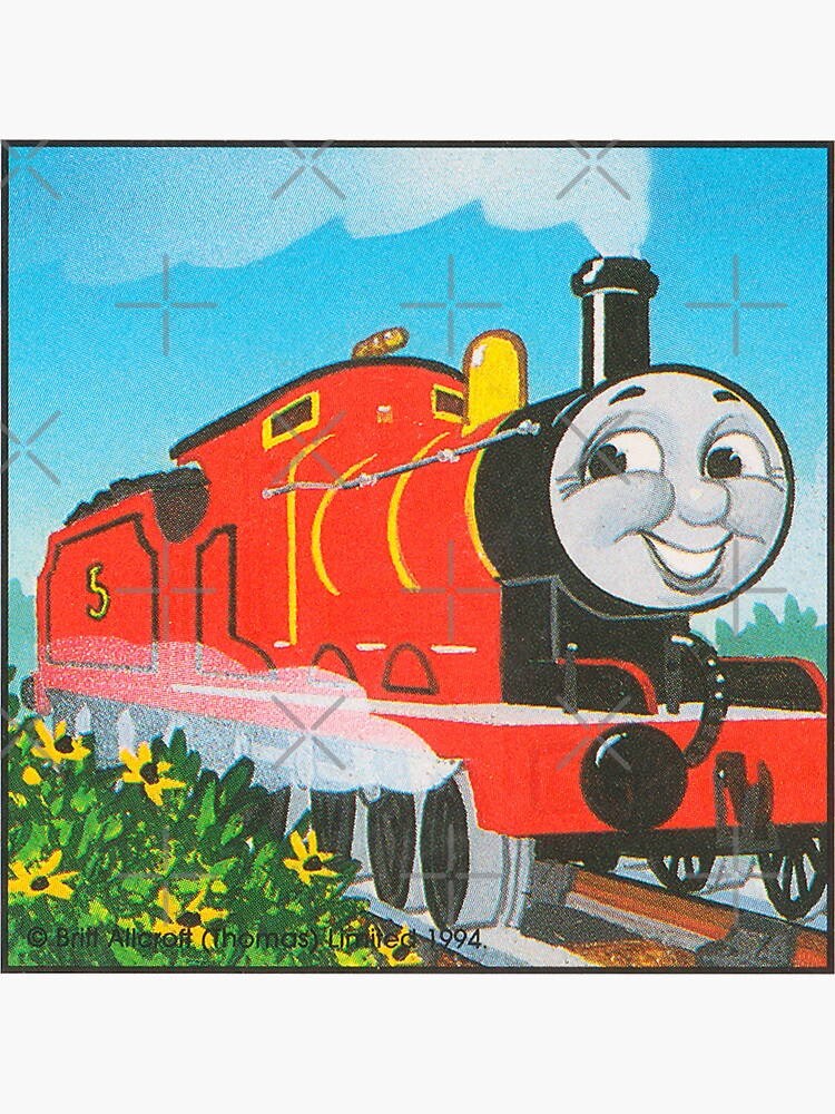 "Happy James the Red Engine Vintage Square Card" Sticker for Sale by ...