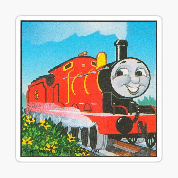 "Happy James the Red Engine Vintage Square Card" Sticker for Sale by ...