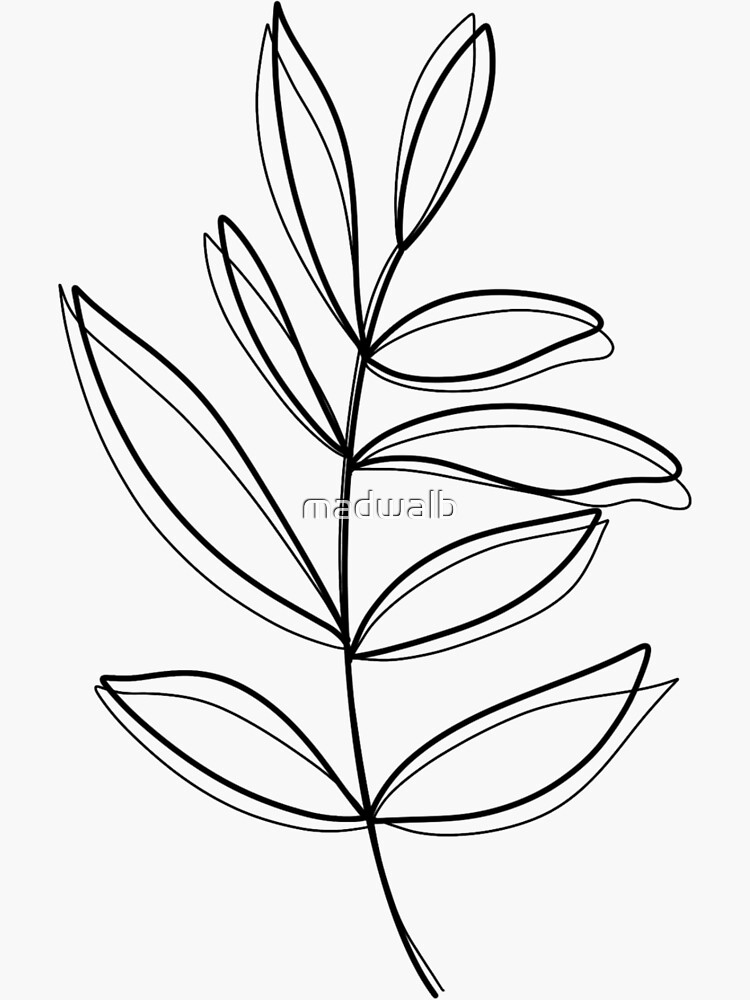 Green Leaf Line Drawing