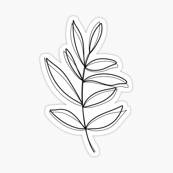 "stem and leaves line drawing" Sticker for Sale by madwalb | Redbubble