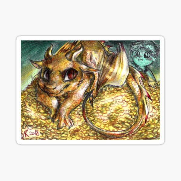 "Chibi Smaug and Bilbo" Sticker for Sale by Furiarossa | Redbubble
