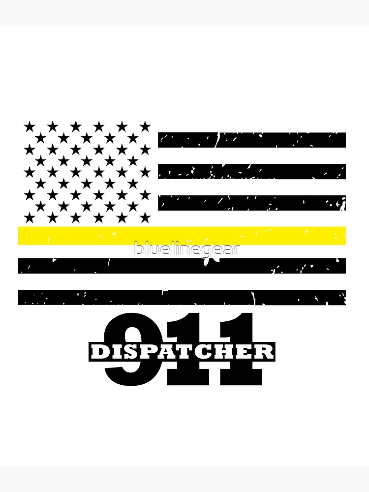 "911 DISPATCHER THIN GOLD LINE FLAG" Art Print for Sale by bluelinegear ...