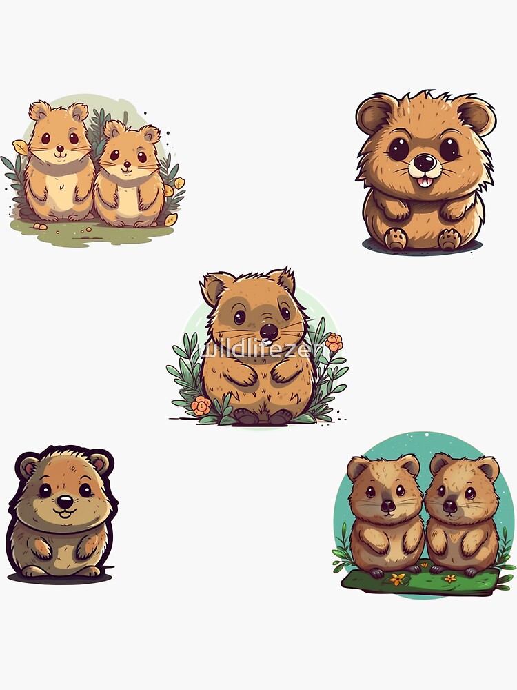 "Happy Quokka Pack" Sticker for Sale by wildlifezen | Redbubble