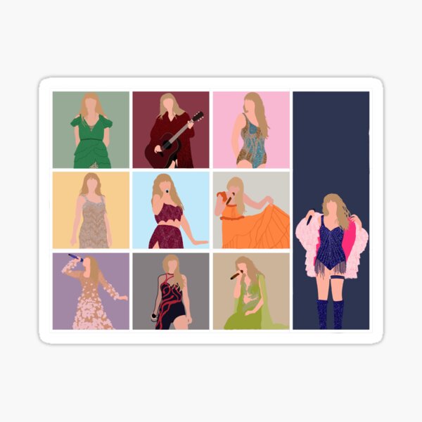 "Taylor Swift the Eras Tour outfits block art" Sticker for Sale by ...