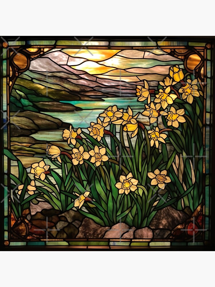 Stained Glass Spring Daffodils Premium Matte Vertical Poster sold by ...
