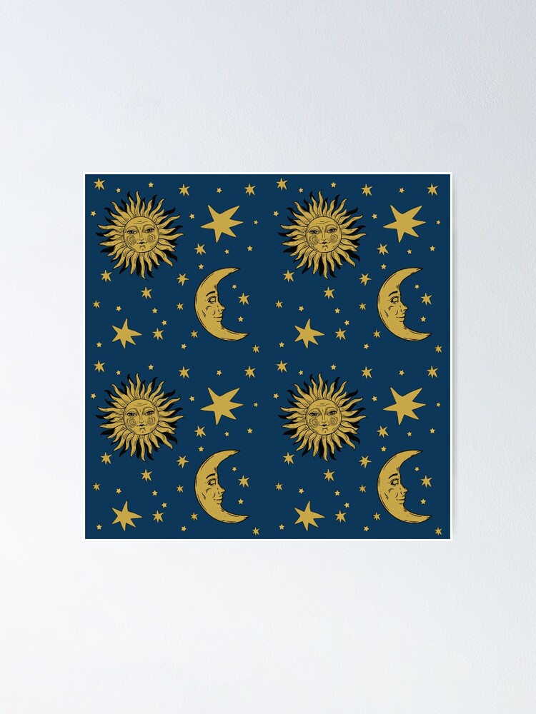 "90s Whimsi-goth Celestial Sun And Moon Pattern" Poster for Sale by ...