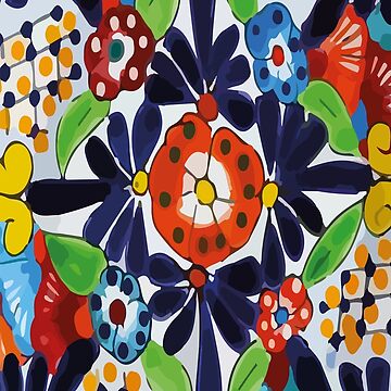 "Colorful maximalist Puebla talavera pottery ornamental mexican azulejo ...