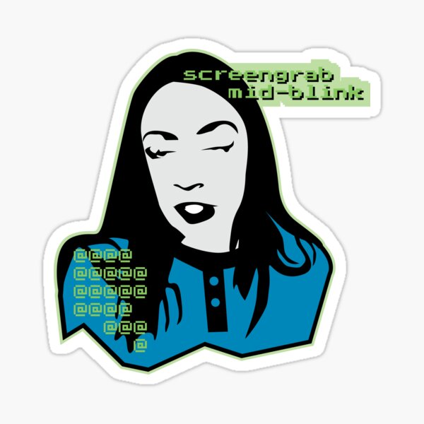 "Screen-grab mid-blink" Sticker for Sale by GaffaMondo | Redbubble