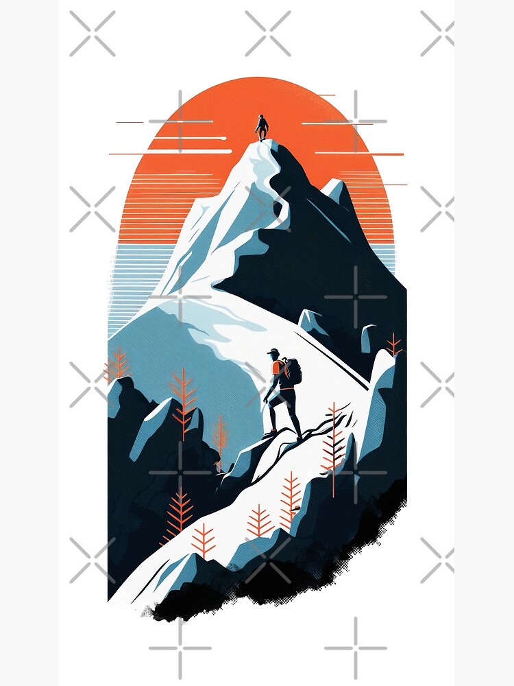 Mountaineers on the Mountain vector Premium Matte Vertical Poster sold ...