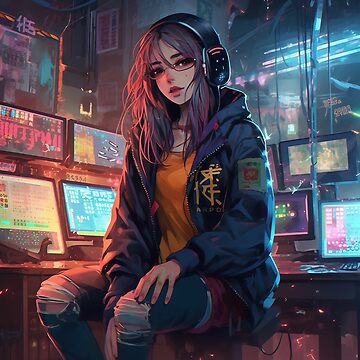 "Cyberpunk Hacker Girl" Art Print for Sale by BlackStabbath | Redbubble