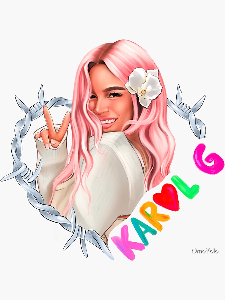 Pegatina for Sale con la obra «Karol G con el pelo rosa en el corazón ...