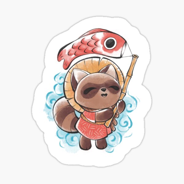 "Koinobori Tanuki" Sticker for Sale by ricolaa | Redbubble