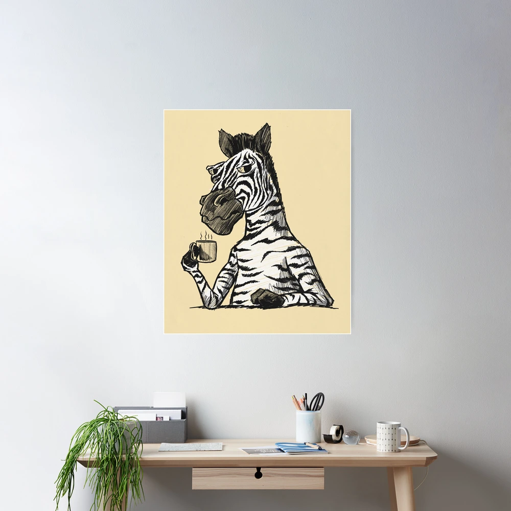 Zebra Drinking Coffee