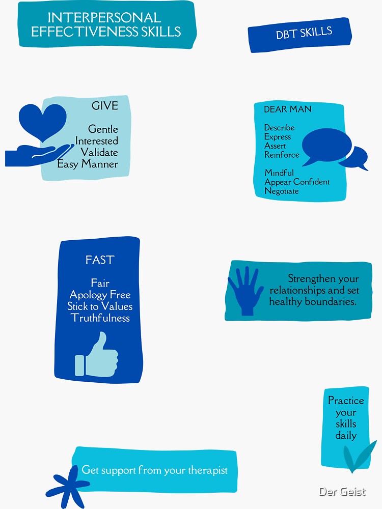 "DBT: Interpersonal effectiveness skills bundle pack" Sticker for Sale ...