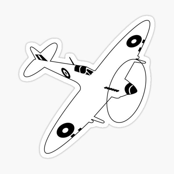 "Supermarine Spitfire Hand Drawn (Black Outline)" Sticker for Sale by ...