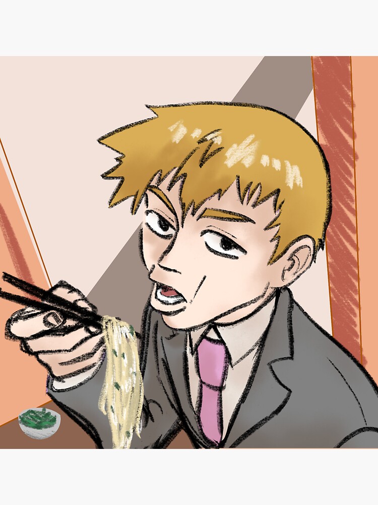 "Reigen Arataka eating noodles" Sticker for Sale by Pit-of-Despair ...