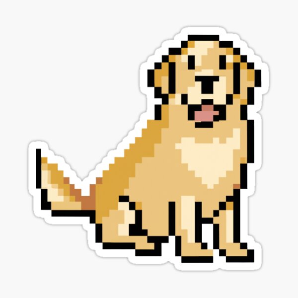 "Golden Retriever Pixel" Sticker for Sale by 32ftps | Redbubble