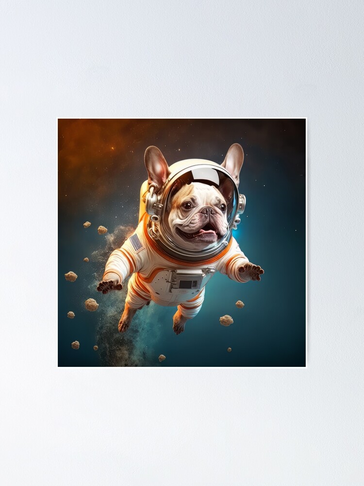 "Space French Bulldog in space on futuristic art" Poster for Sale by ...