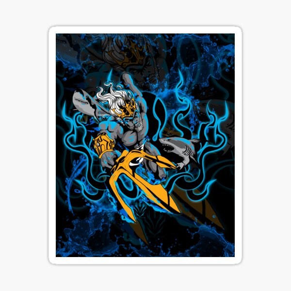 "Poseidon God of the seas" Sticker by Green Beast Art. | Redbubble