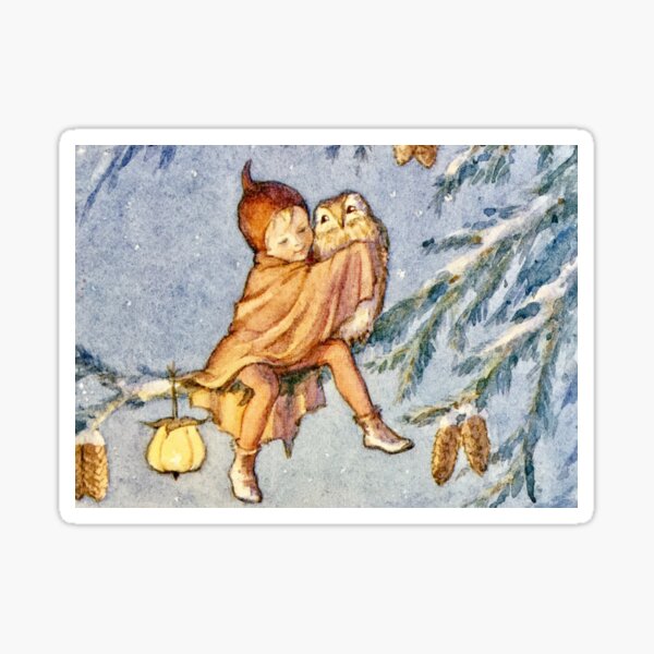 "Christmas Owl Greetings - Margaret Tarrant" Sticker for Sale by ...