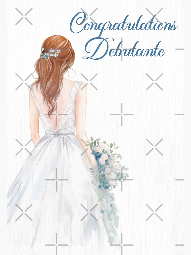 "White Debutante Ballgown Congratulations" Greeting Card for Sale by ...
