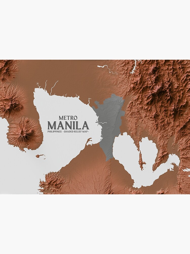 Metro Manila Shaded Relief Map (Orange) Premium Matte Vertical Poster ...