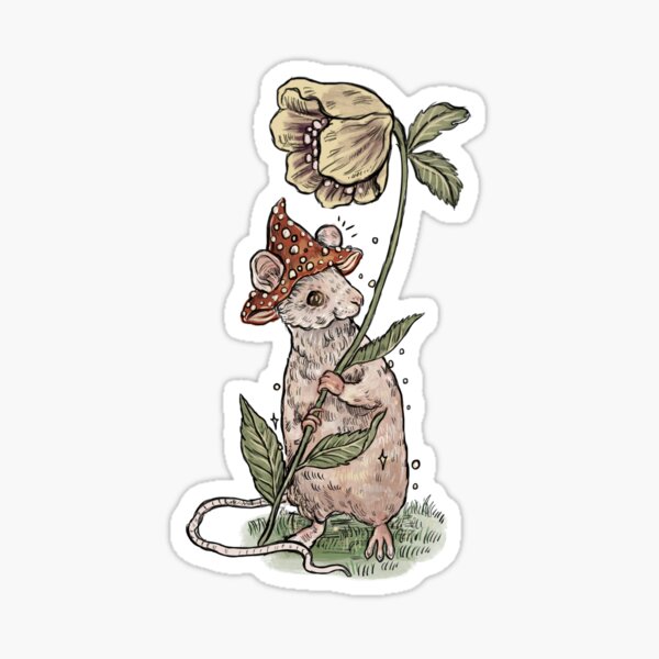 "Cottacecore Mouse Flower" Sticker for Sale by CharlotteGanz | Redbubble