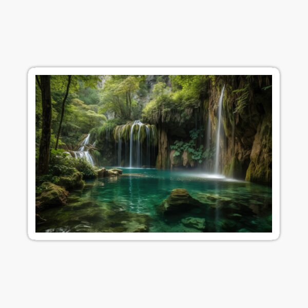 "Majestic Waterfall" Sticker for Sale by AiARTiFiC | Redbubble