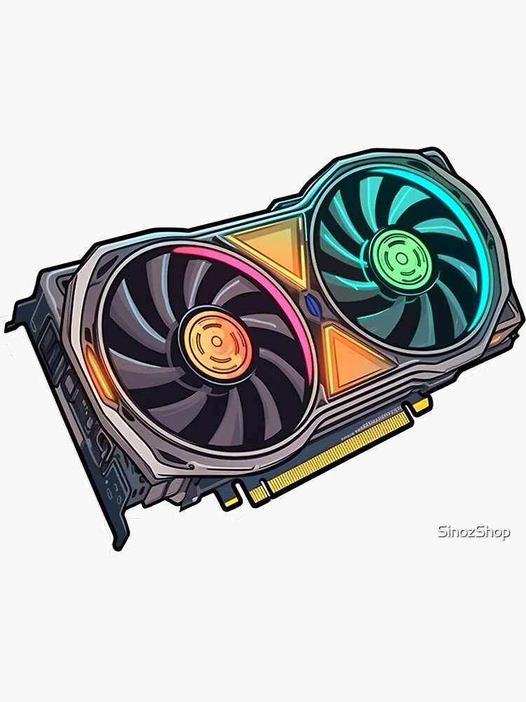 "Sticker of pc gaming Graphics card GPU with rgb cartoon style" Sticker ...