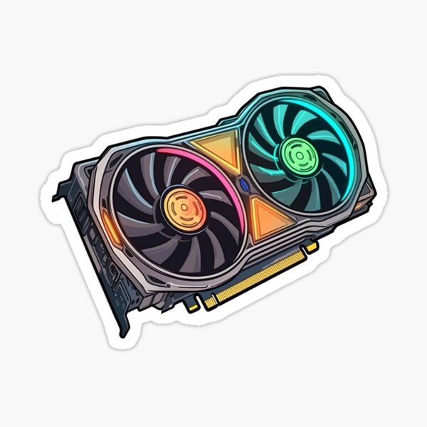 "Sticker of pc gaming Graphics card GPU with rgb cartoon style" Sticker ...