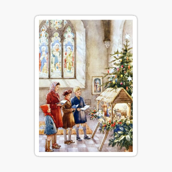 "Christmas Manger Greetings - Margaret Tarrant" Sticker for Sale by ...