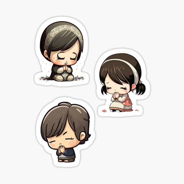 "Praying Chibi Sticker Pack" Sticker for Sale by SaikoDesigns | Redbubble