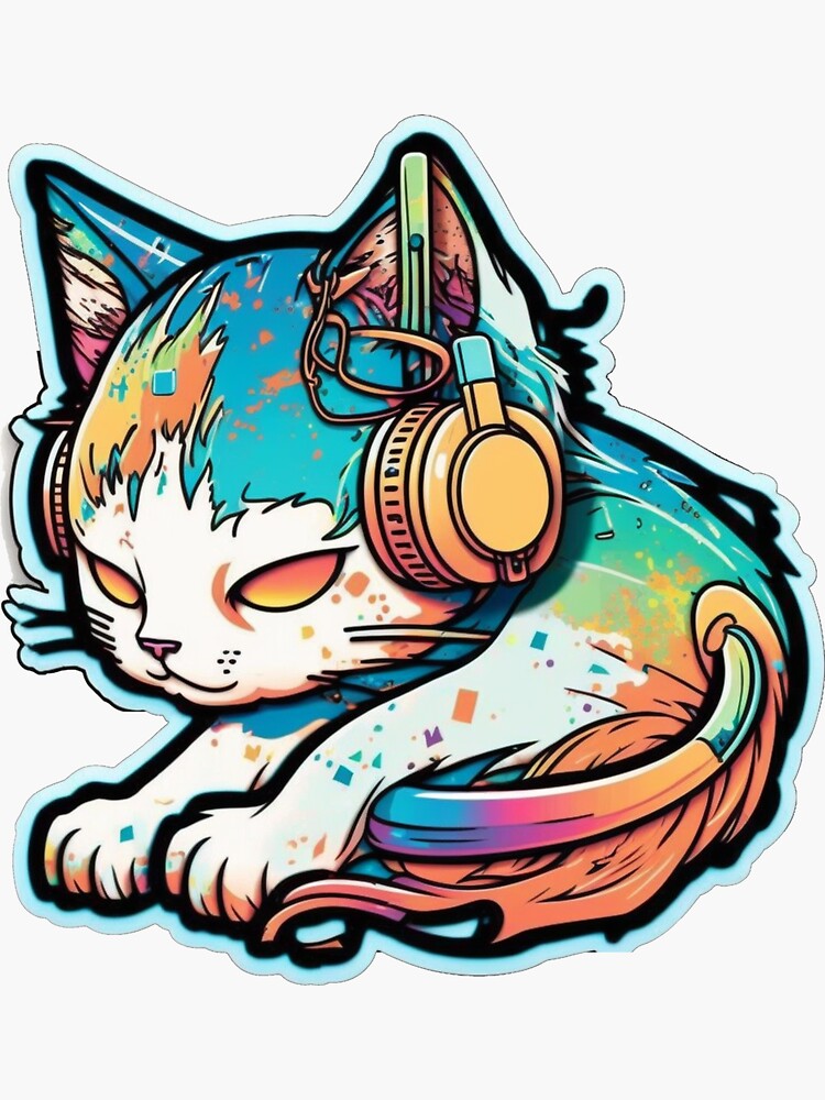 "Cute Rave Cat " Sticker for Sale by PawfectSticker | Redbubble