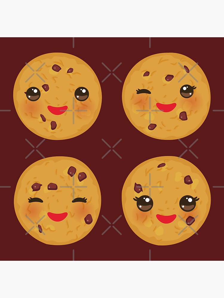 "Kawaii Chocolate chip cookie" Sticker for Sale by EkaterinaP | Redbubble