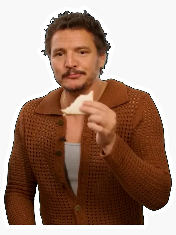 "Pedro Pascal eating sandwich" Sticker for Sale by Doriartist | Redbubble