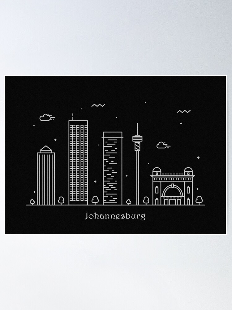 "Johannesburg Skyline Minimal Line Art Poster" Poster for Sale by A ...