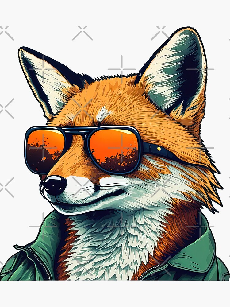 "Cool Fox with Sunglasses Art" Sticker for Sale by Digital Mindscape ...