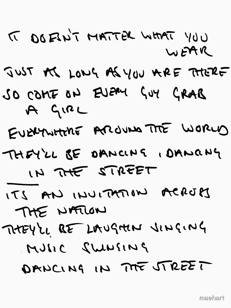 "MICK JAGGER - handwritten lyrics" T-shirt for Sale by maehart ...